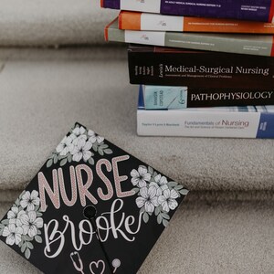 Custom cherry Blossom Bsn Graduation Cap Topper, Nursing Graduation Cap ...