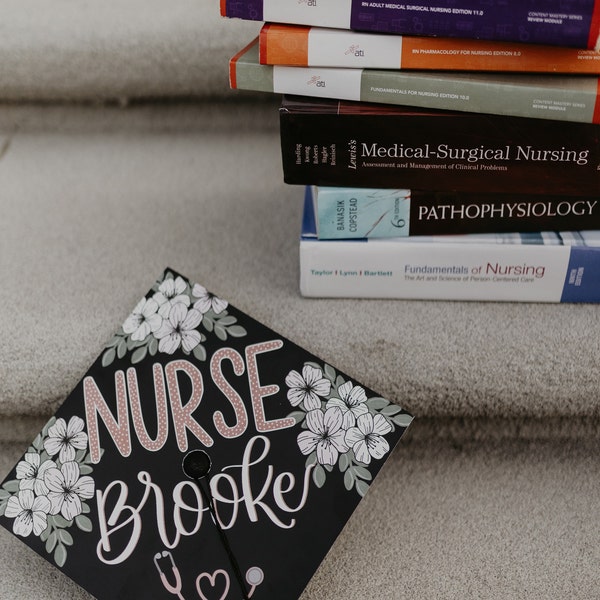 Custom "cherry Blossom Bsn" Graduation Cap Topper, Nursing Graduation ...
