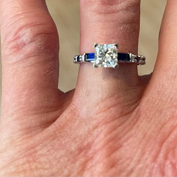 Princess Cut Diamond Lotus Engagement Ring 14k White Gold IGI Certified ...