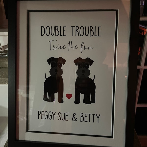 Double Trouble Twice the Fun Schnauzer Print | Custom Dog Picture ...
