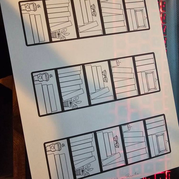 Bookcase Bookmarks Printable Bookshelf Coloring Bookmark, Gift for Her ...