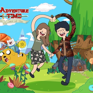 Adventure Time Cartoon Custom Portrait Illustration Couple - Etsy