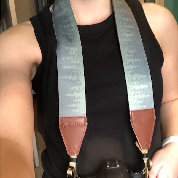 Flower Field Tan Camera Strap Design With Brown Vegan Leather ...