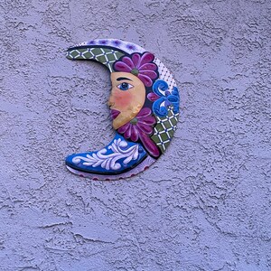METAL MOON Wall Decor, Hand Painted Metal Art, Moon Wall Hanging, Moon ...