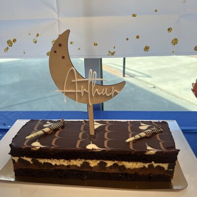 Personalized Crescent Moon Cake Topper, Two the Moon Theme, Wood ...