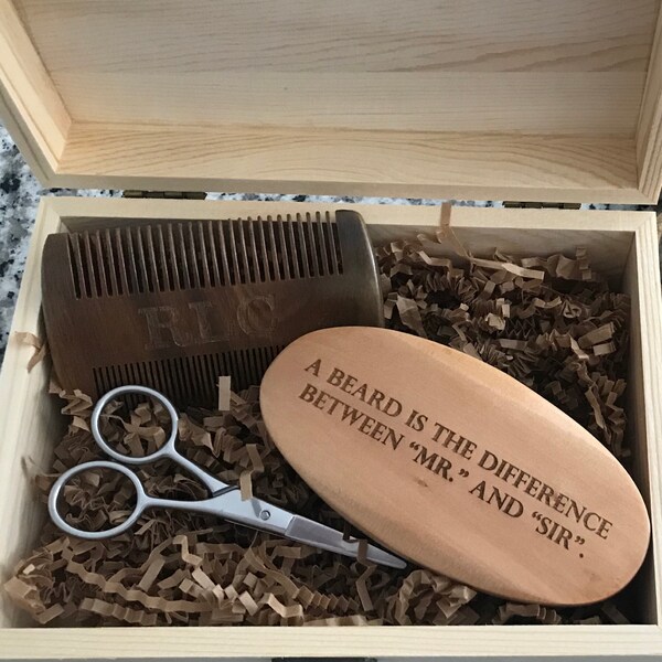 Custom Beard Grooming Kit With Wooden Crate - Personalized - Beard ...