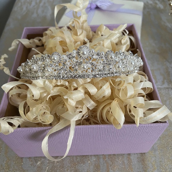 Gold Pearl Tiara, Gold Crystal Crown, Wedding Pearl Tiara, Crown ...
