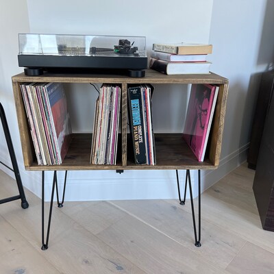 MCM Mid Century Modern Turntable Stand Solid Wood Table for Record ...