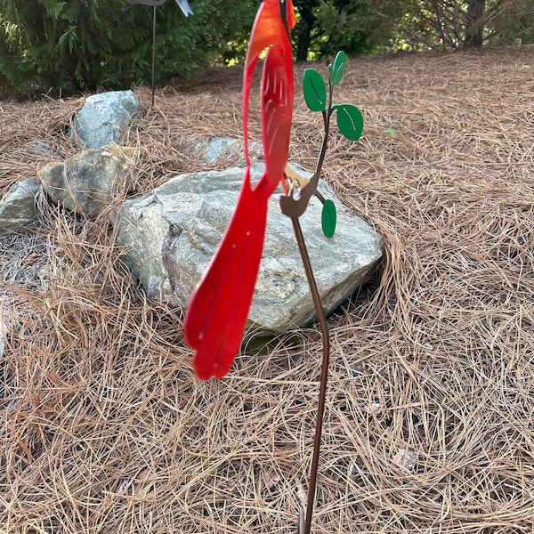 Outdoor Metal Cardinal Yard Stake, Red Bird Garden and Yard Decor ...