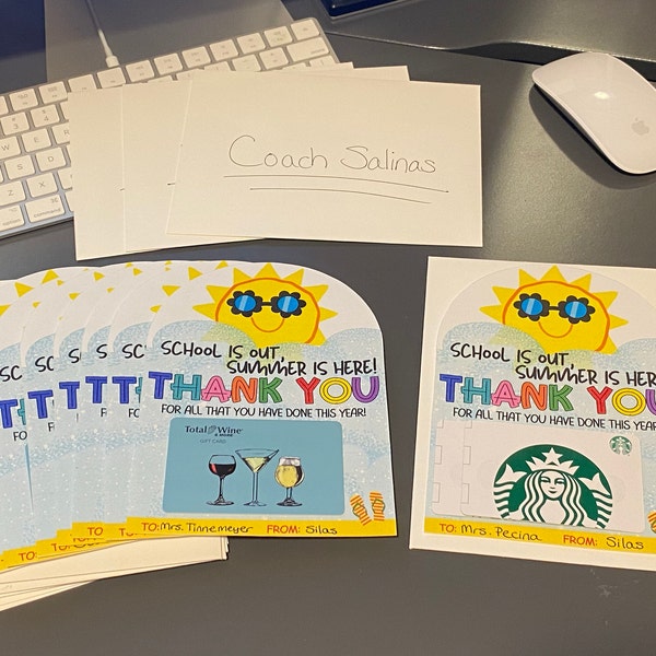 End of Year Teacher Gift Card Holder, Teacher Summer Gift, Last Day of ...