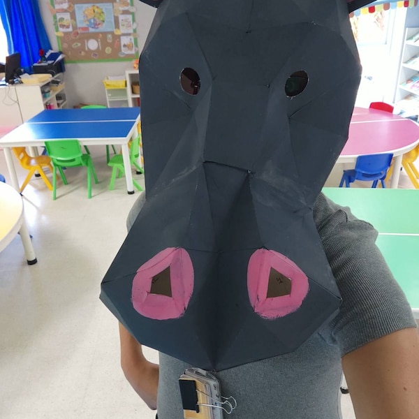 Hippopotamus Mask, Paper Craft Template, DIY Printable Hippo Animal ...