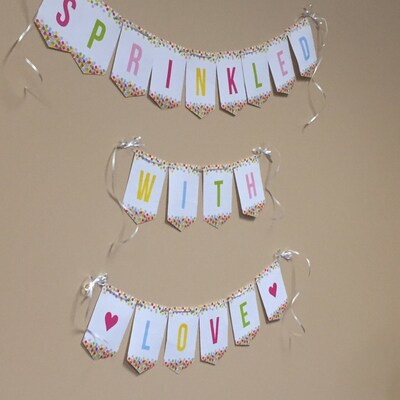 Baby Sprinkle Banner, Sprinkled With Love Baby Shower Bunting, Party ...