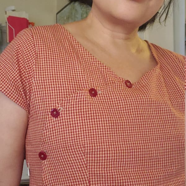1930s Short Sleeve Dress - 1930s Red House Dress - Casual Cotton Dress ...