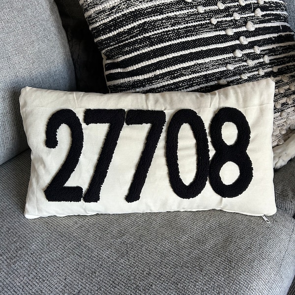 Custom Zip Code Pillow, Embroidered Area Number Pillow, Personalized ...