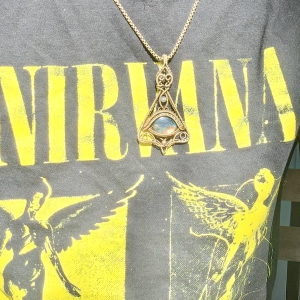Wire Wrapped Goldfishtail Pendant Brass Labradorite Handcraft Necklace ...