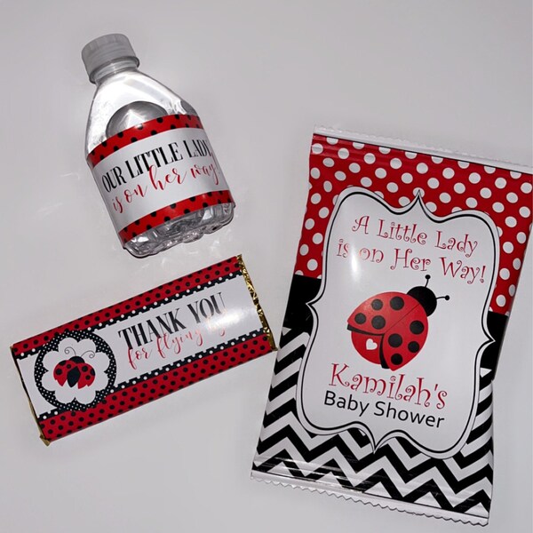 Ladybug Candy Bar Wrapper Baby Shower Printable Chocolate Bar Wrapper ...