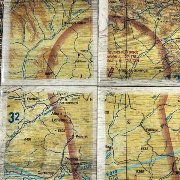 DTW Detroit Aviation Charts on Stone Coasters - Set of 4 Gift Pilots ...