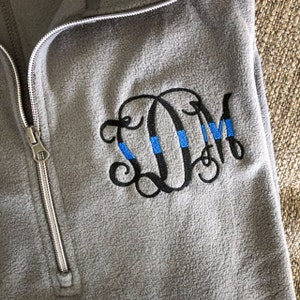 Blue Line Interlocking Police Monogram Embroidery Font- Instant ...