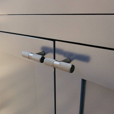 Solid Matte Black texture Knurled Drawer Pulls and Knobs Forge Hardware ...