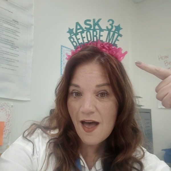 Ask 3 Before Me Party Crown, Teacher Prop, Remote Learning Headband for ...