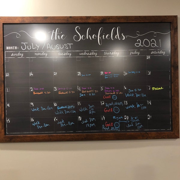 Large Personalized Calendar, Custom Family Name Calendar , Dry-erase ...
