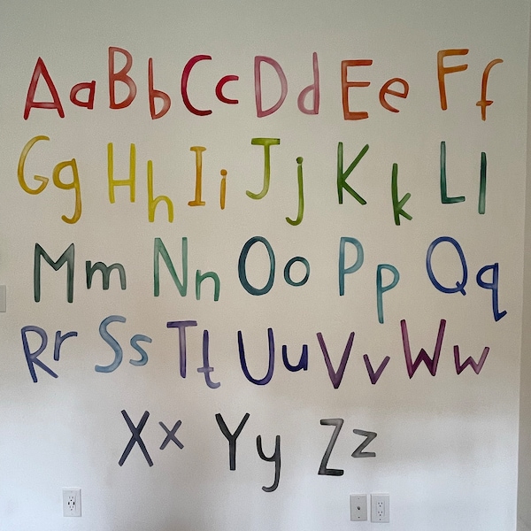 Lowercase Rainbow Watercolor Letters - Fabric Wall Decal - Color Story ...