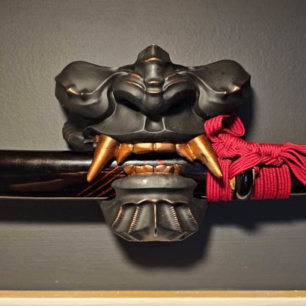 Oni Mask Katana Wall Mount - Etsy