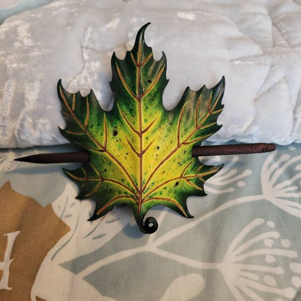 Maple Leaf Hair Barrette,original,handmade,leather,maple Leaf,hair Toy ...