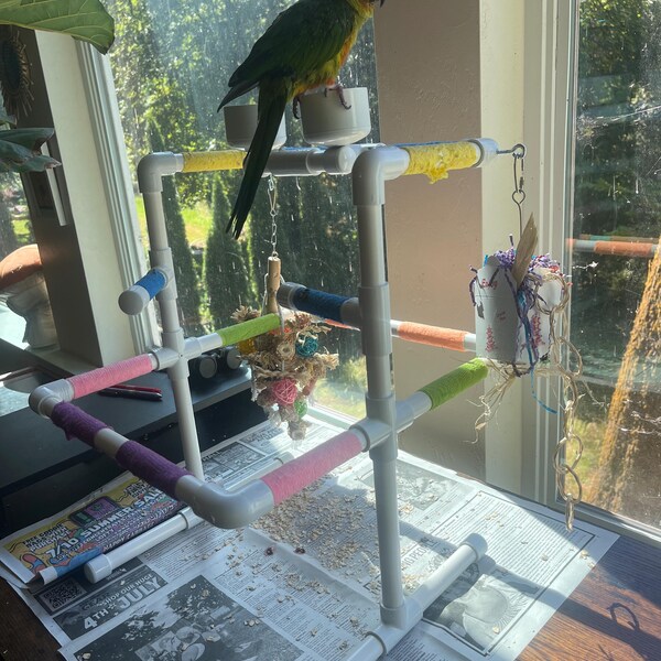 3/4" PVC Travel, Bath & Shower Parrot Perch With Treat Cups! **FREE ...