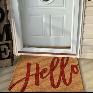 Hello Cursive Font Exterior Coir Welcome Door Mat - Etsy
