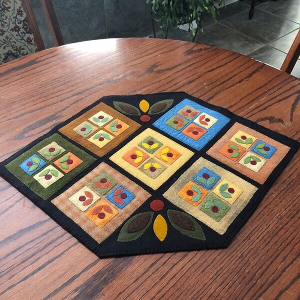 Wool Applique Pumpkins Kit Pattern Fall Autumn Wall Hanging the ...