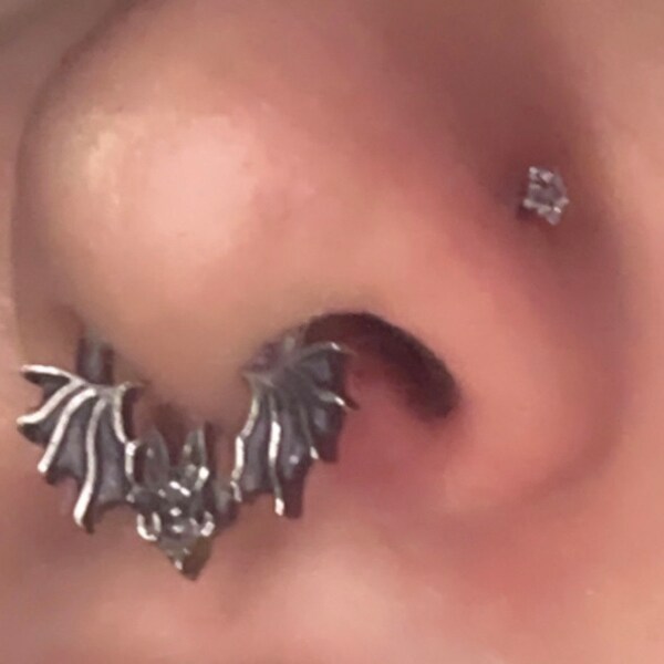 Bat Septum Ring, Goth Clicker, Septum Ring 16g, Septum Ring 14g ...