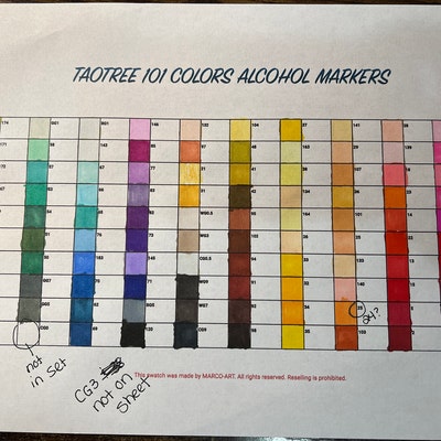 Caliart 100 Colors Artist Alcohol Markers Swatch Template DIY Single ...