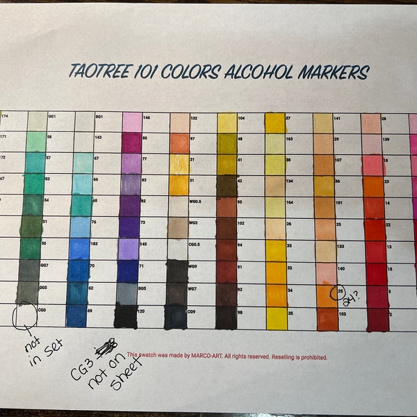 Digital PDF Shuttle Art 121 Colors Art Markers Swatch Template | DIY ...