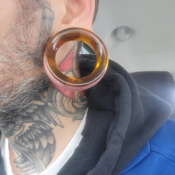 Plugs Tunnel[amber Color]-plugs Custom/plugs Smoke/plugs Resin - Etsy