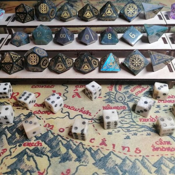 Dice Display Rack | 7 Polyhedral Dice Sets | Wooden | Laser Cut | PVA ...