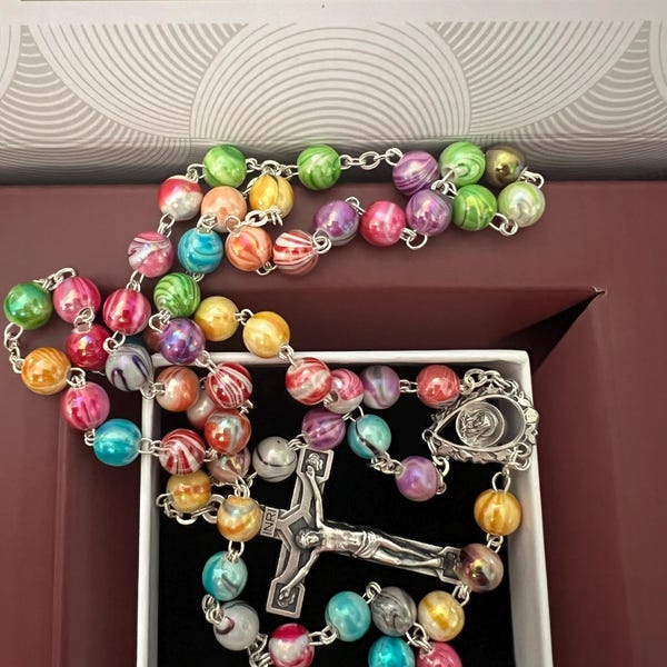 Red Lume Rosary Bracelet With Miraculous Virgin Medal - Etsy