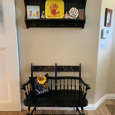 Wood Hanging Plate Rack and Primitive Country Shelf Kitchen Wall ...