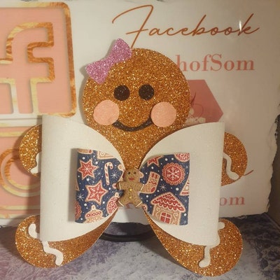 Christmas Gingerbread Bow Template, Christmas Bow SVG, Christmas SVG ...