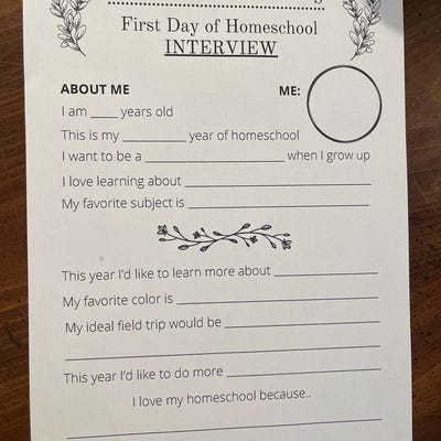 First Day of Homeschool INTERVIEW Printable - Etsy