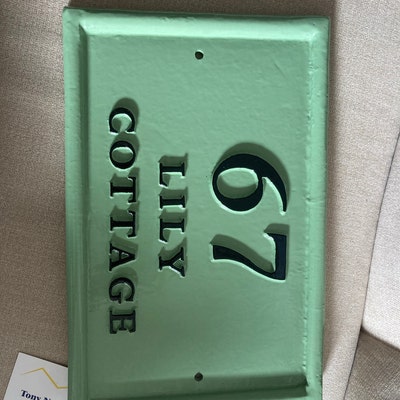 Victorian House Number Plaque Address Sign Cast Iron Nameplate Handmade ...