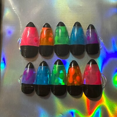 NEON TRIP Glow in the Dark Trippy Neon Rainbow Press on Nails Includes ...