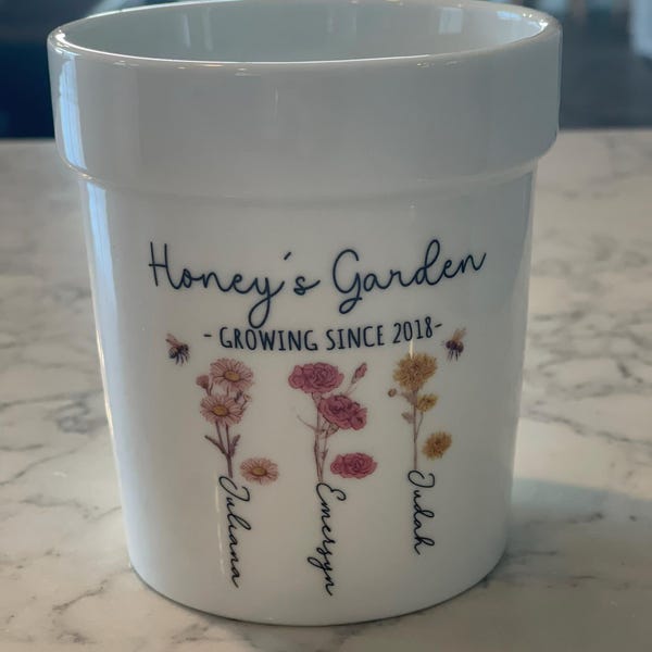 Mimis Garden Plant Pot, Custom Birth Month Flower Plant Pot, Grandmas ...