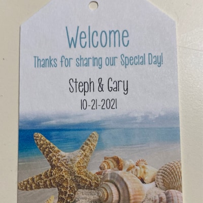 Starfish Beach Tag White Matte Label Tags Custom Wedding Favor Tags ...