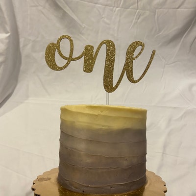 One Cake Topper, First Birthday Cake Topper, Gold Glitter Party ...