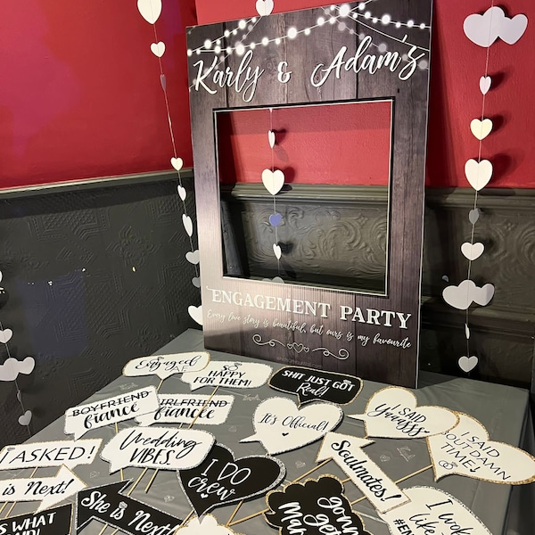 Engagement Party Photo Booth Props: Glitter Printables (digital ...