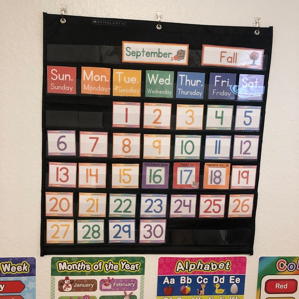 Pocket Calendar Kit for Kids - Editable, Pocket Chart Cards, Classroom ...