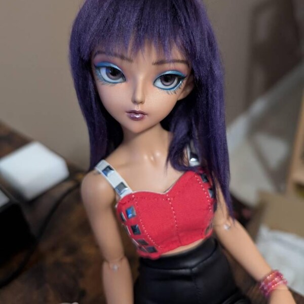 17cm Bjd Head Long Unicorn Mix, Violet Gray No Bangs Handmade Hand Dyed ...
