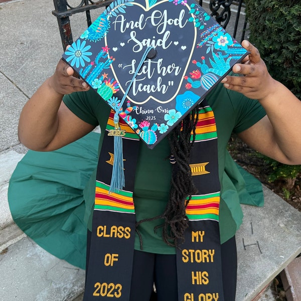 2024 Handwoven African Kente Graduation Stole Religious & Inspirational ...