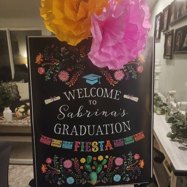 Graduation Fiesta Welcome Sign, Mexican Theme Graduation Board, Grad ...